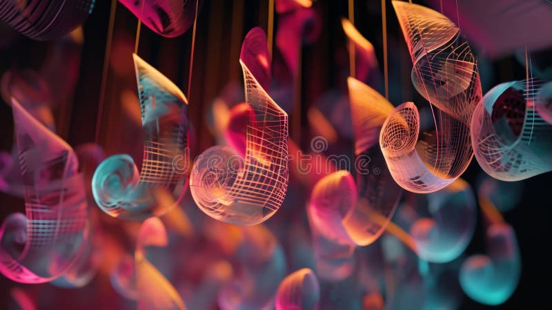 3d Rendering of Colorful Musical Notes Flying in the Air. Music Concept ...