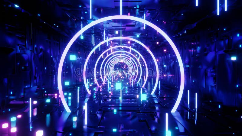 Dark Sci-Fi Scene with Glowing Lights Loop Animated Background Stock ...
