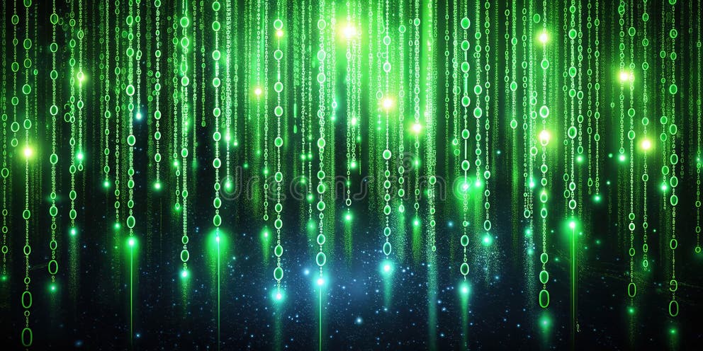 Dynamic Green Binary Code Falling through a Digital Abstract Space a ...