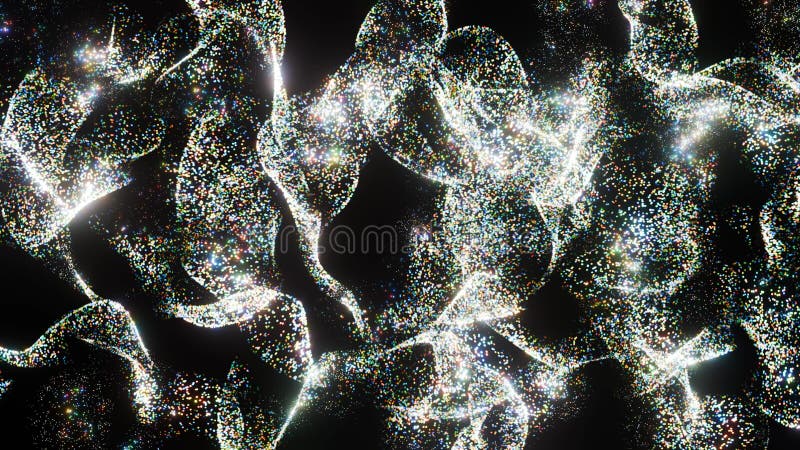 Wave of Glowing Colorful Particles on Black Loop Animated Background ...