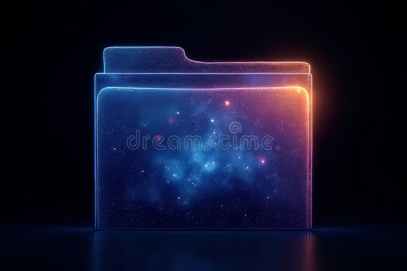 Hypnotic Neon Folder Icon a Cosmic Abstract Representation of Digital ...
