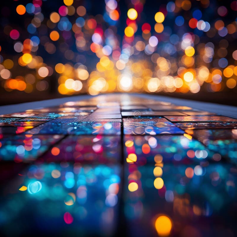 Infinite Reflections with Bokeh and Light Patterns Stock Illustration ...