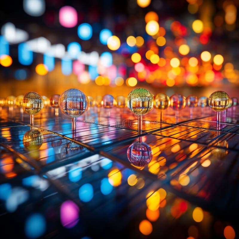 Infinite Reflections with Bokeh and Light Patterns Stock Illustration ...