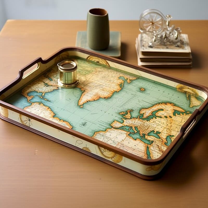 Vintage World Map Paper Tray Stock Photo - Image of immerse ...