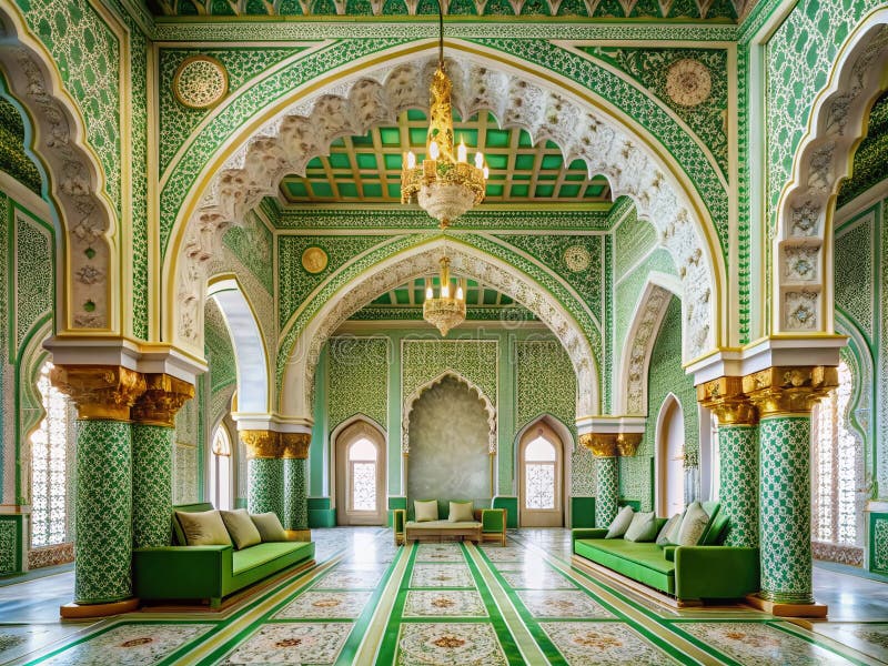 Stunning ArabicInspired Event Venue Luxurious White and Green Ornate ...