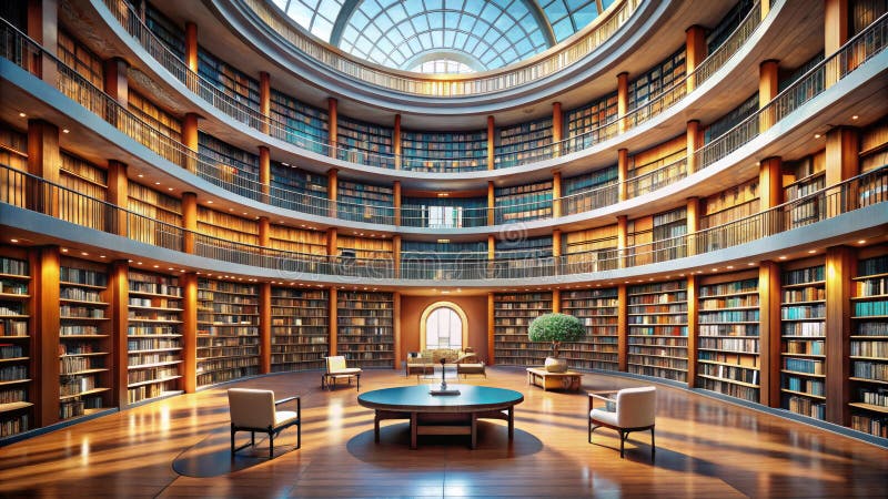 Tranquil Circular Library a Serene Study Space for Focused Research and ...