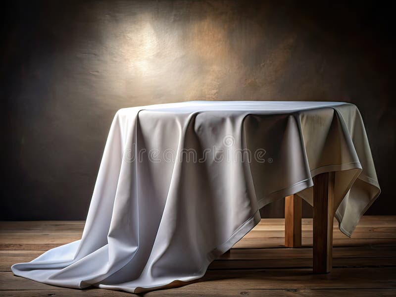 Elegant Minimalist Dining Table Setting a LowLight Photography Study of a White Tablecloth ...