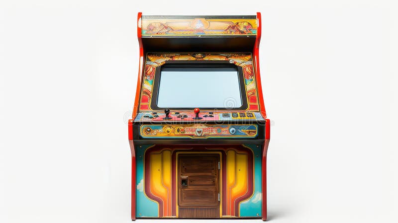Vintage Gaming Delight: 1970s Arcade Machine on Sleek White Stock Image ...