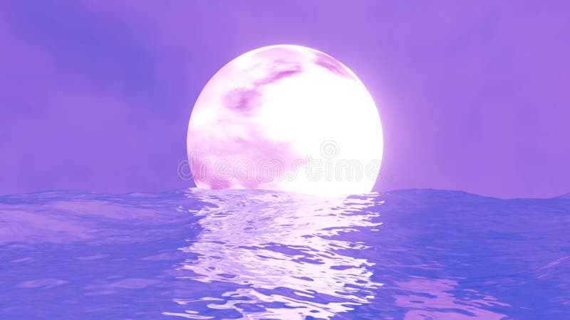 Glowing Ocean with Moon Loop Animation Stock Footage - Video of moon ...