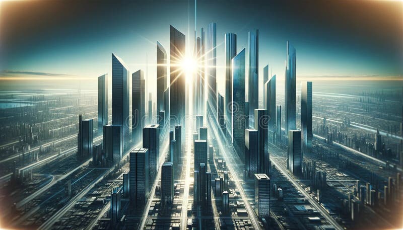 Sleek Urban Horizon: AI Generated Futuristic Cityscape with Tall and ...