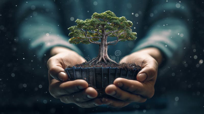 Nature S Symphony: Visual of a Tree Held in Human Hands, a Melody of ...