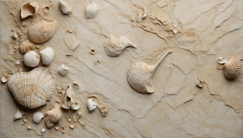 Seashell Symphony: Ancient Limestone Impressions. AI Generate Stock ...