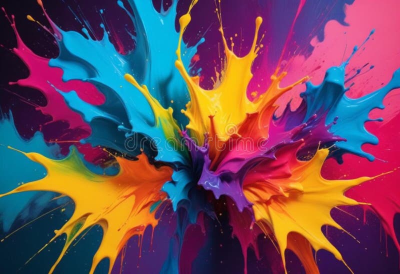 Dynamic Paint Splash Symphony: Vibrant Abstract Color Explosion Stock ...