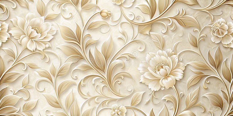 Exquisite Cream Floral Wallpaper Design a Luxurious and Delicate ...
