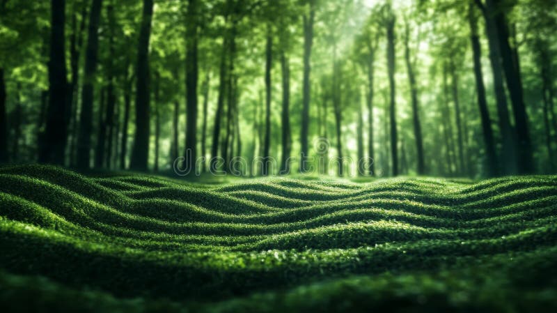 Emerald Forest Waves Serene Greenery and Gentle Undulation of Natures ...