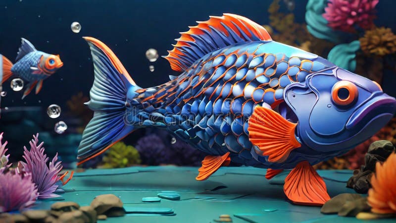 Mesmerizing Fish Dance in Blue Depths. Stock Illustration ...