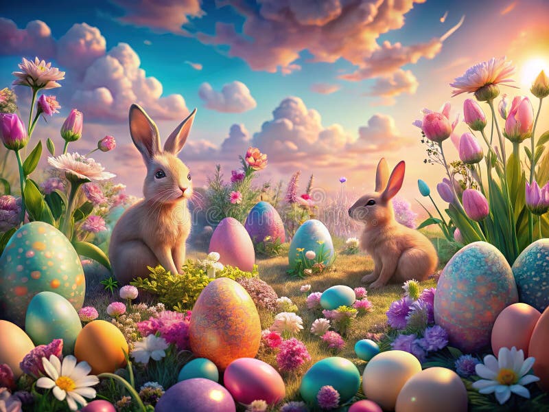 Surreal Easter Design Dreamlike Pastel Colors Festive Decor and Elegant ...