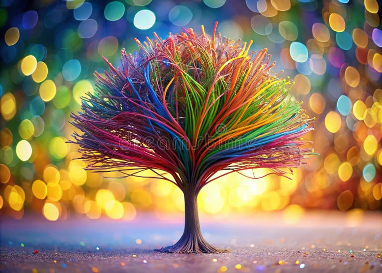 Abstract Colorful Tree Line Art a Vibrant Visual Symphony on a Crisp ...