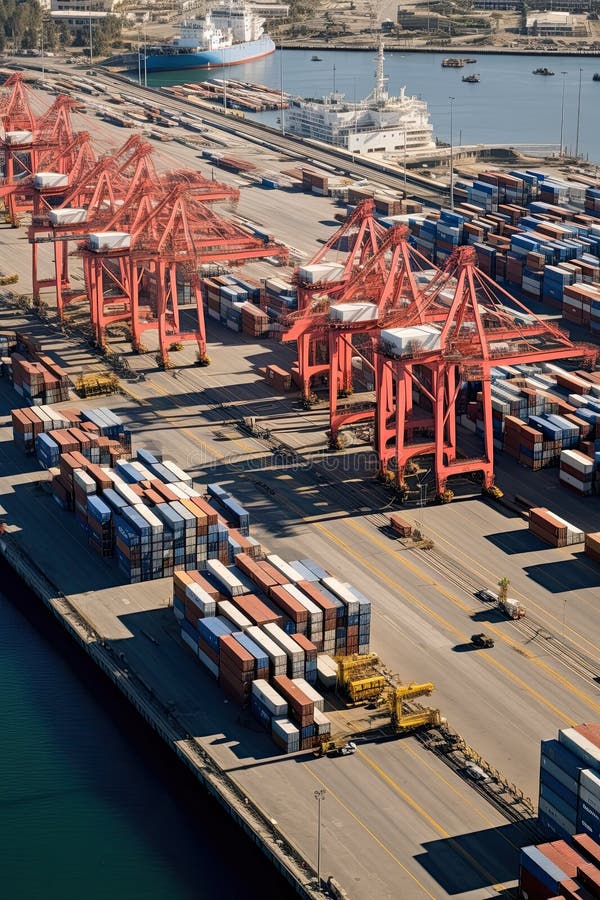 Active Seaport with Container Handling Terminals Stock Image - Image of ...
