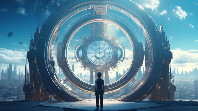 Cosmic Utopia: Futuristic Horizon Stock Illustration - Illustration of ...