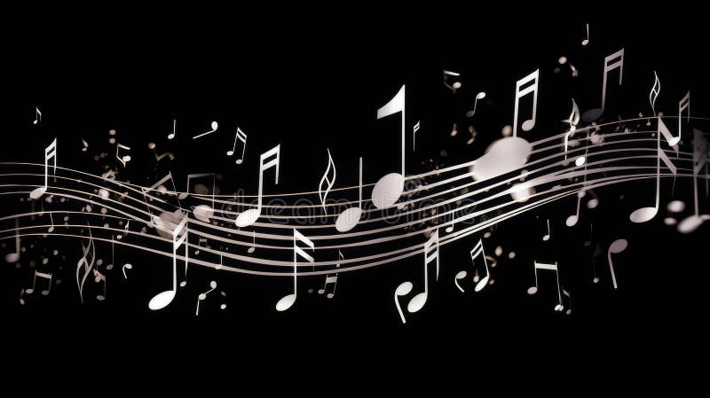 Harmony Unveiled: Ethereal Dance of White Notes on Ebony Stock ...