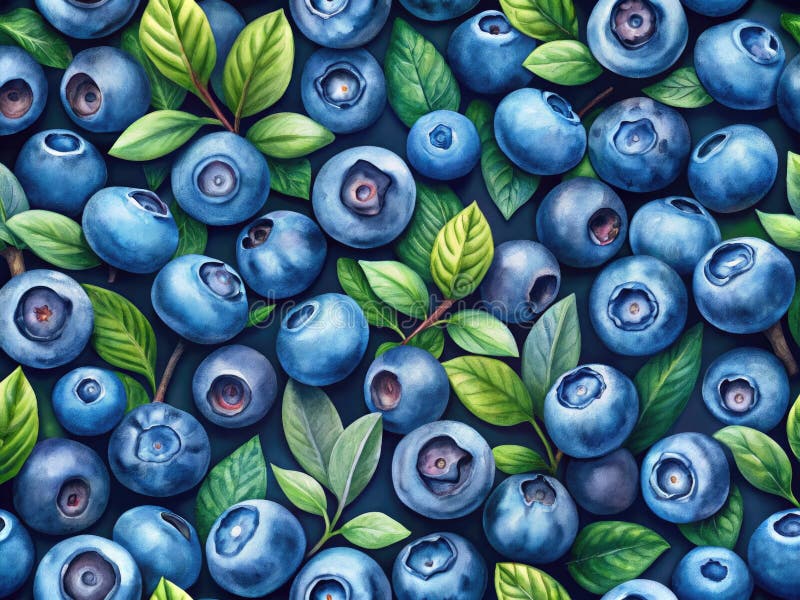 Dreamy Blueberry Pattern HandDrawn Long Exposure Design for Fabric ...