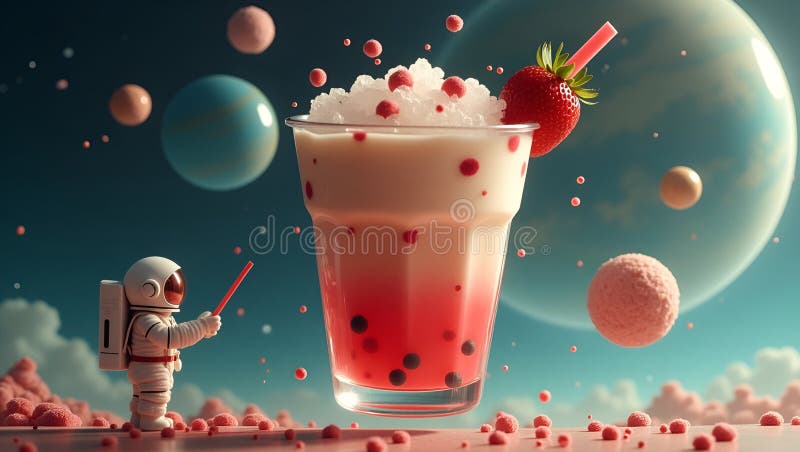 Celestial Bubble Tea Galaxy Stock Illustration - Illustration of orbit ...