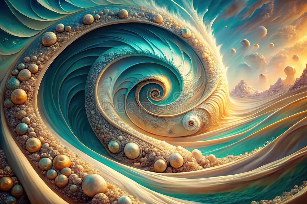 Elegant and Abstract Beige and Aqua Spiral Patterns a Visually Stunning ...