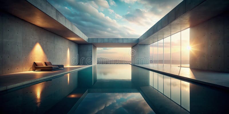 Minimalist Liminal Pool an Ethereal Oasis for Tranquil Reflection and ...