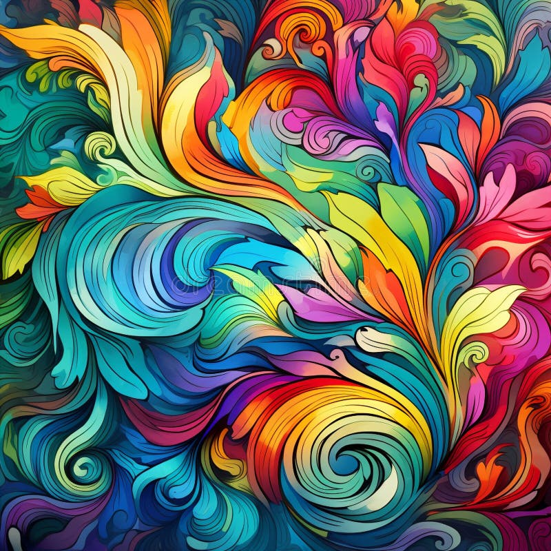 Intricate and Delicate Patterns in Vibrant Whimsical Colors Stock Photo ...