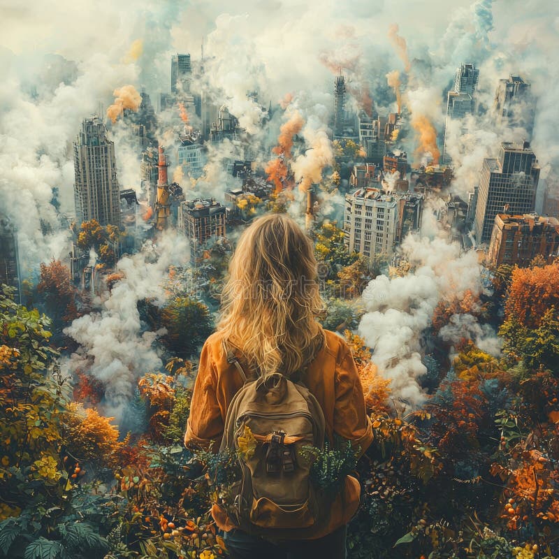 Immersing in a Bizarre Industrial Scene Marred by Pollution Stock Photo ...