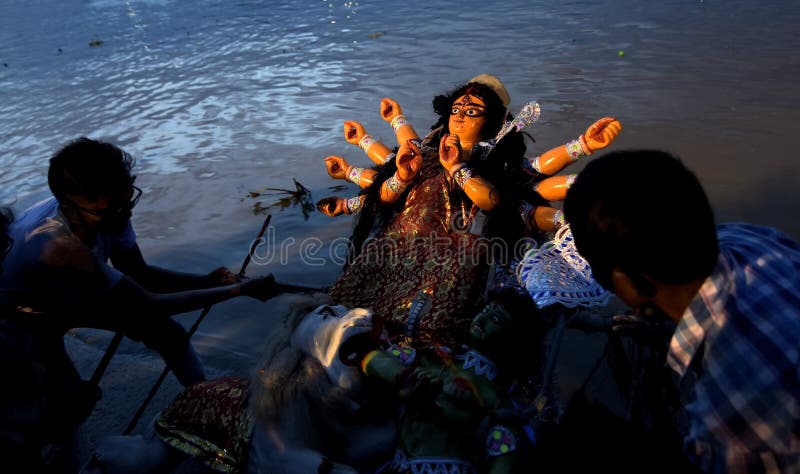 The Immersion Process Ins Going on of Goddess Durga from the River ...