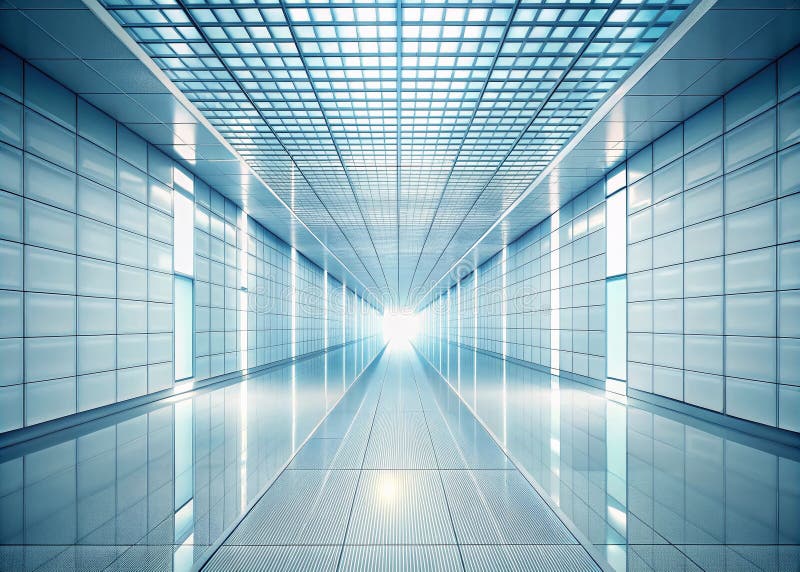 Immersive Abstract Light Tunnel Explore a Panoramic Modern Glass Grid ...