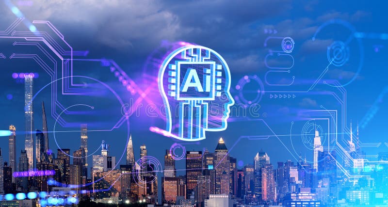 Immersive AI Interface in Night City Stock Image - Image of engineering ...