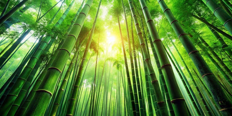 Immersive Animated Panoramic View of a Vibrant Tropical Bamboo Forest a ...