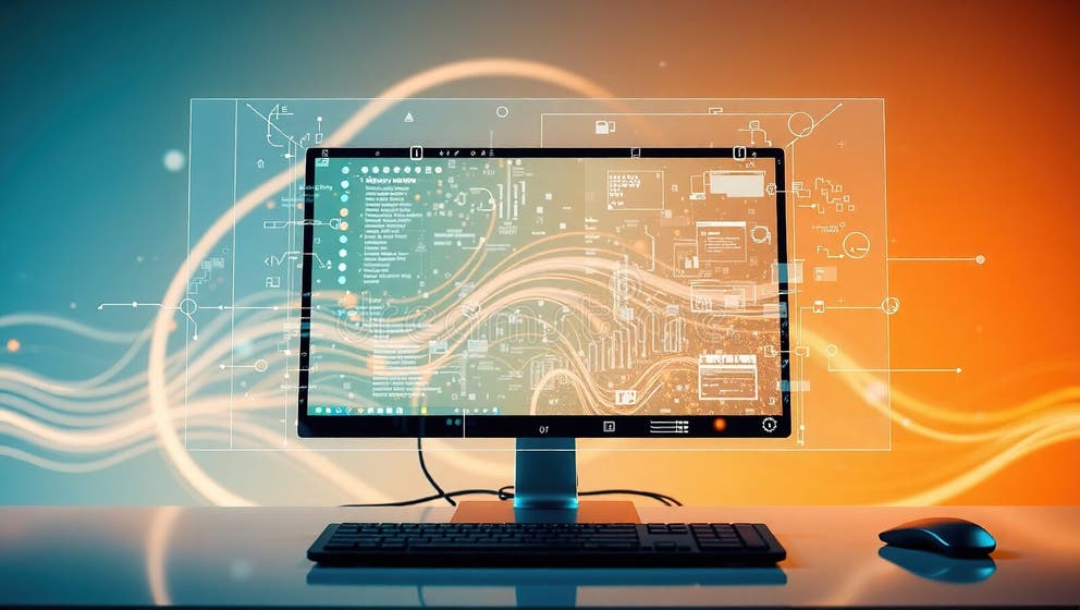 Immersive AR Experience a Futuristic Computer Desktop Concept ...