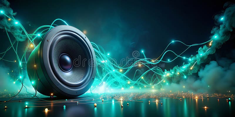 Immersive Audio Experience Modern Black Speaker with Teal Mist and ...