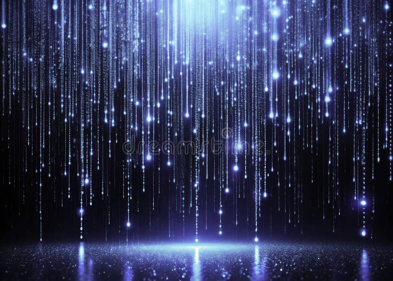Immersive Blue Digital Code Rain a Futuristic Data Stream Visualization ...