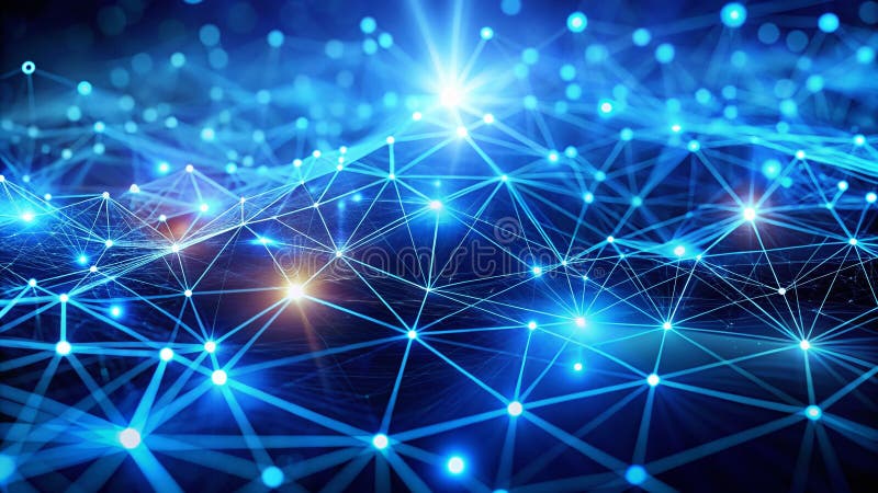 Immersive Blue Digital Network Exploring the Abstract Depths of ...