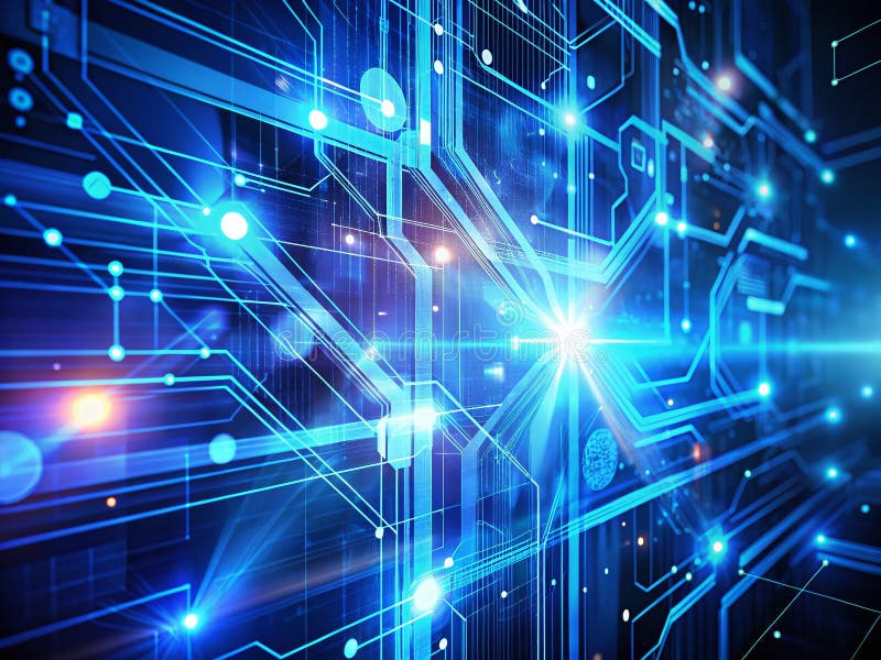 Immersive Blue Interface Exploring Futuristic Technology with Glowing ...