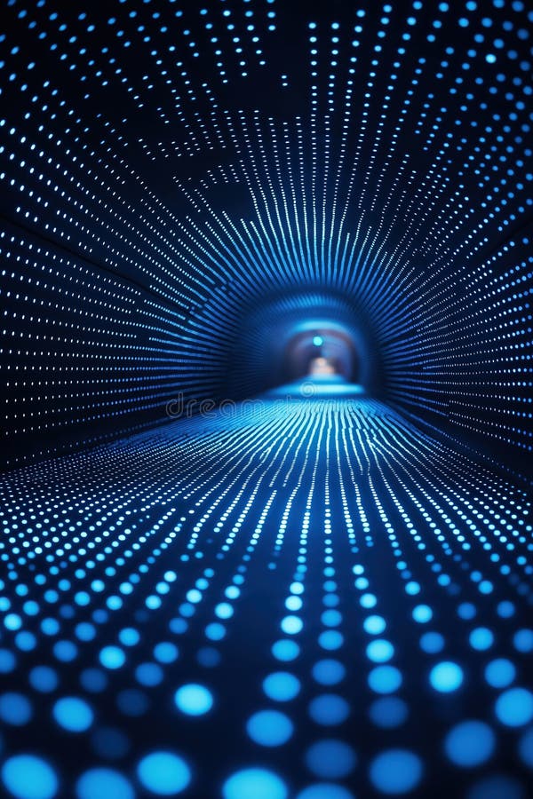 Immersive Blue Led Tunnel Creating Stunning Visual Effect Stock ...