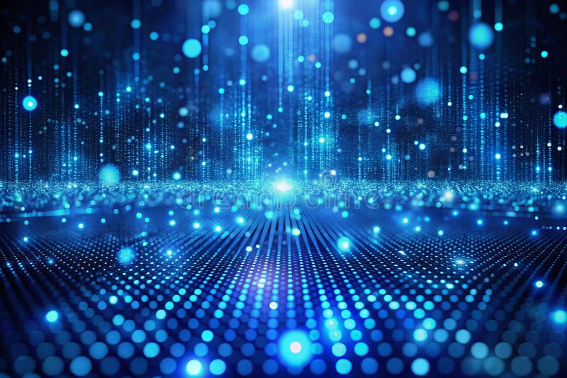 Immersive Blue Matrix Background Abstract Cyber Particle Design for ...