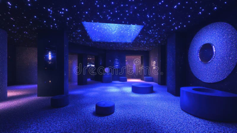 Immersive Blue Starlit Room. AI Generated Stock Illustration ...