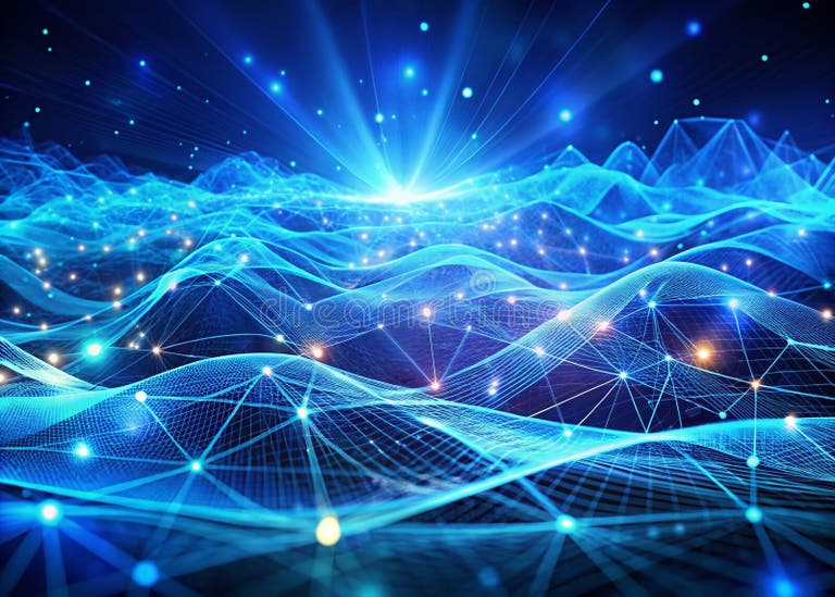 Immersive Blue Tech Background a Panoramic Visualization of Artificial ...