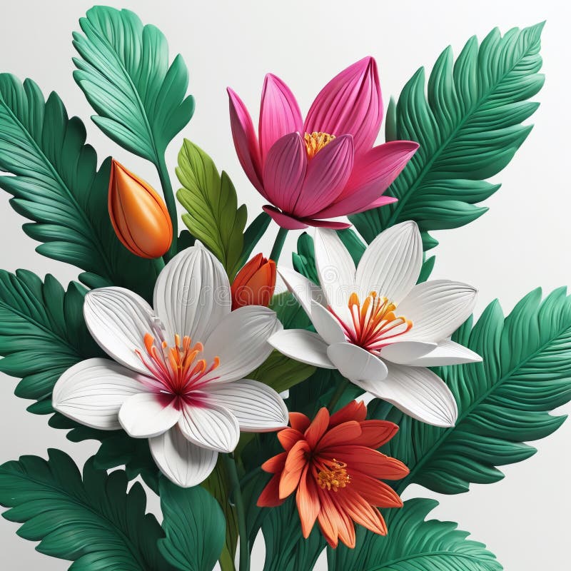 Immersive Botanical 3D Illustration Explore Intricate Abstract Textures ...