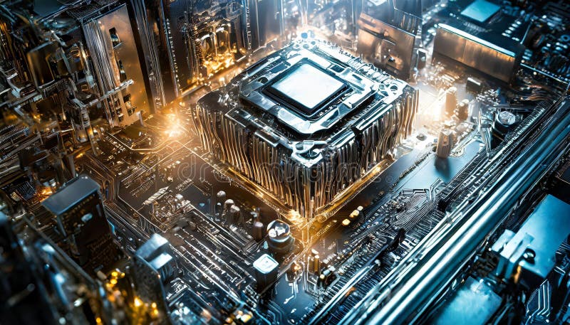 Immersive Chrome Technology Texture Featuring Supercomputer Design with ...