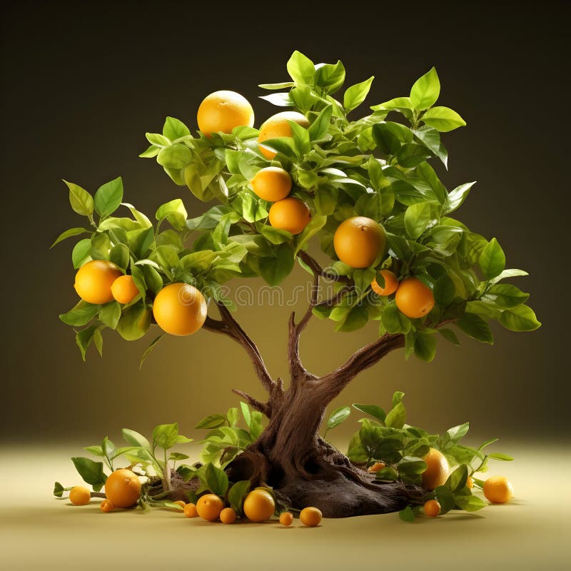 Immersive Citrus Grove: 3D Image of a Vibrant Citrus Tree Stock Image ...