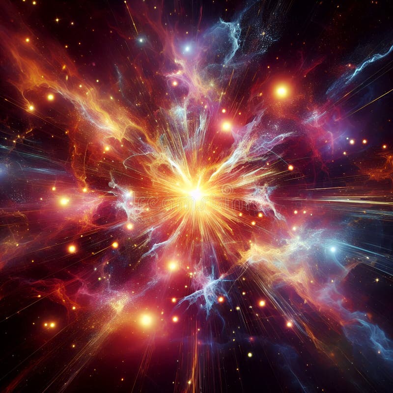 Galactic Radiance: Exploding Star in Nebular Field Stock Illustration ...