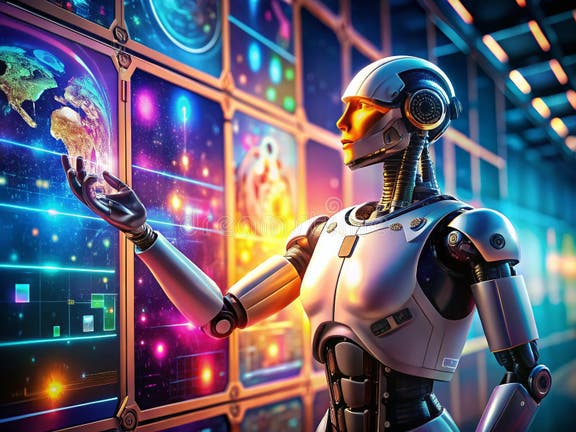 Immersive Cyberspace Experience Futuristic Robot with Interactive ...