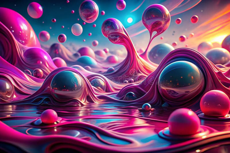 Immersive 3D Abstract Pink Liquid Blobs a Surreal Visual Exploration of ...